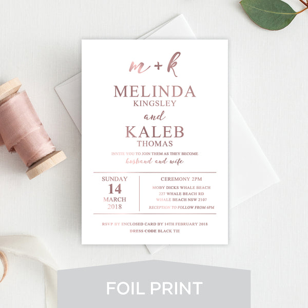 Ebony Script Foil Invitation