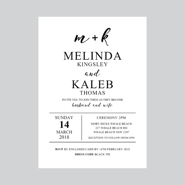 Ebony Script Rectangle Invitation